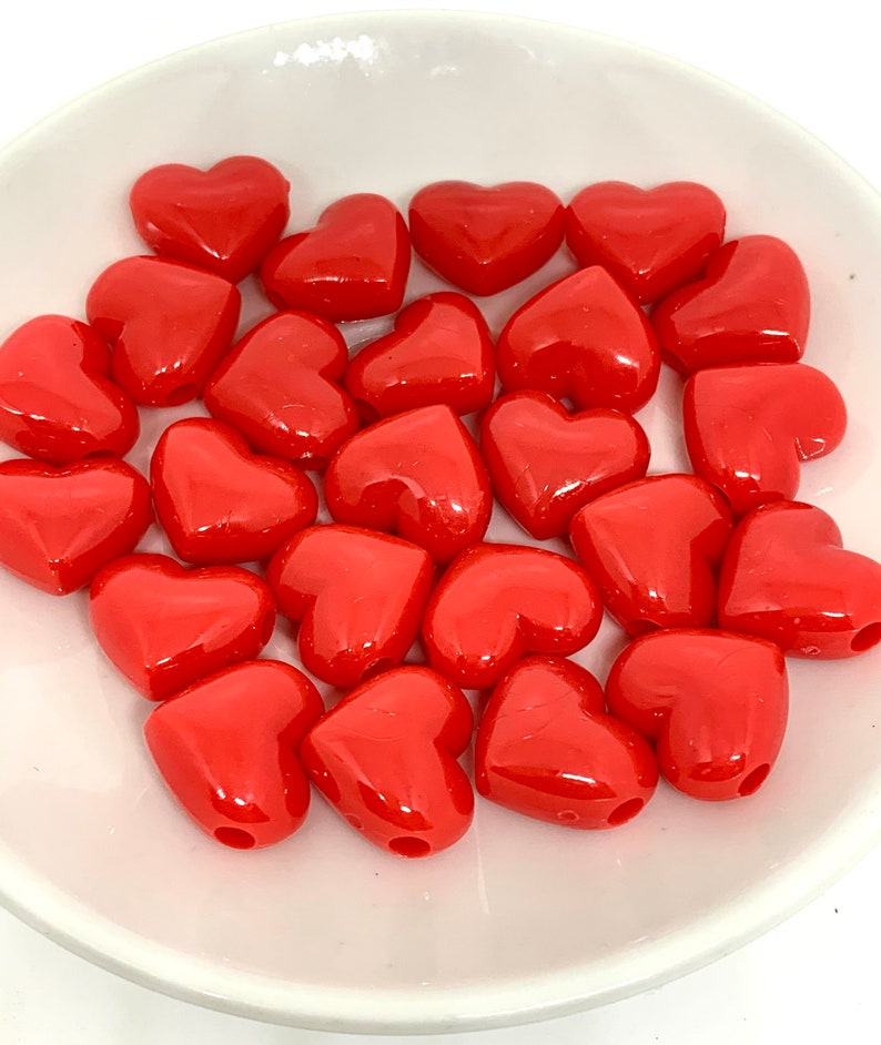 Bright Red Heart Pendant Beads, Large Heart Bead, DIY Jewelry - Etsy