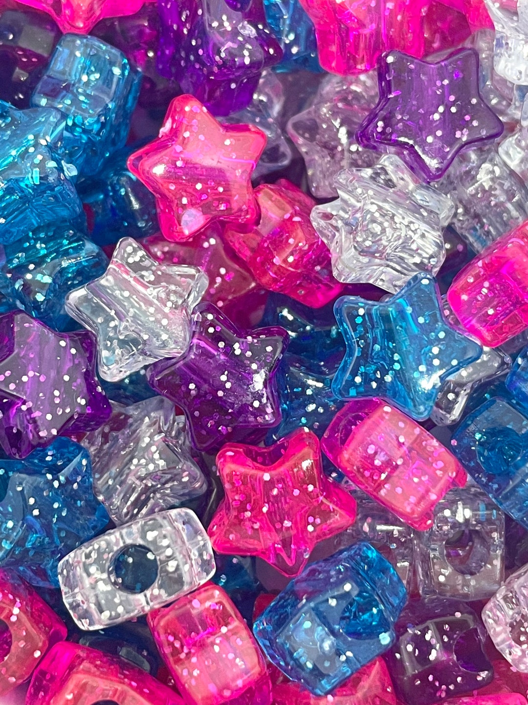 Cutie Glitter Star Beads for Kandi, Star Pony Beads for Jewelry Making ...