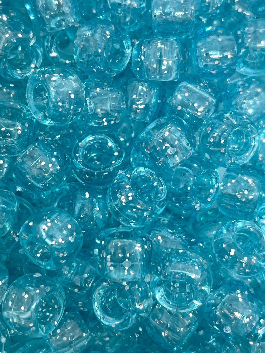 Light Blue Glitter Pony Beads for Jewelry Making, Bracelet, Necklace ...