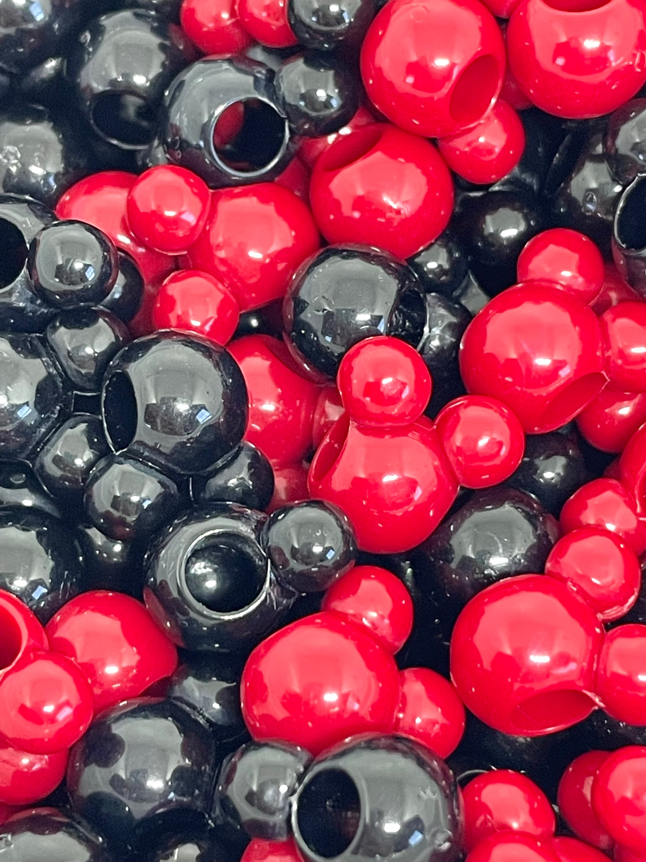 Black and Red M&M Beads, Disneyland Beads, Disneyworld Beads, Mickey ...