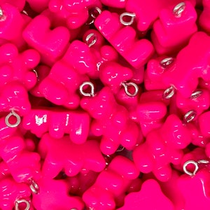 Hot Pink Magenta Resin Gummy Bear Pendant Charms - Etsy