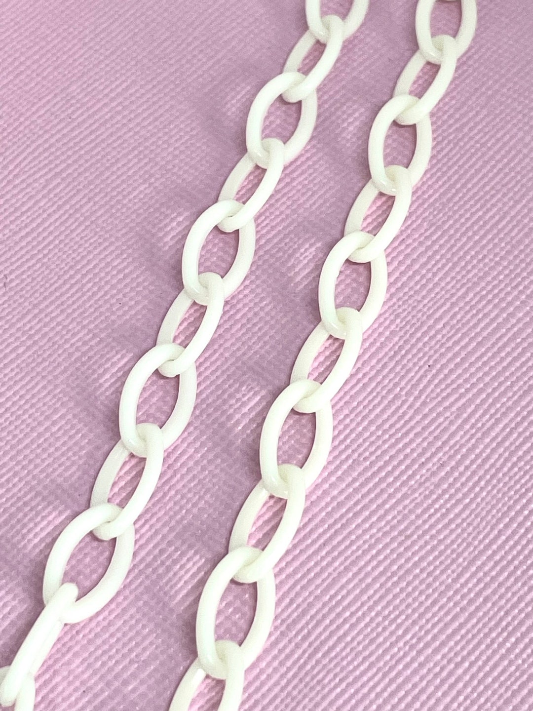 White Plastic Chain for Necklace, 16 Inch Chain, White Mask Chain ...