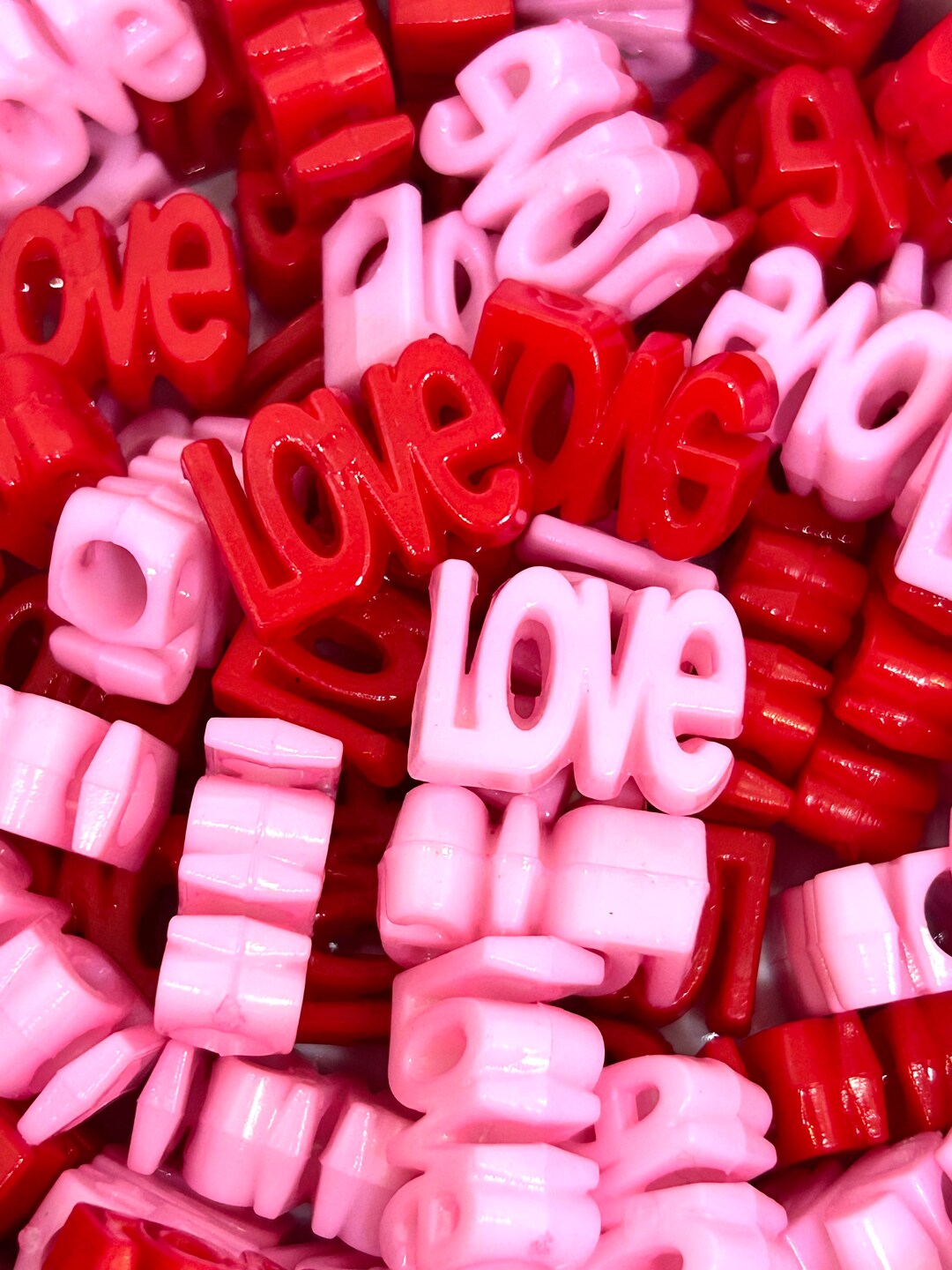 Bright Pink and Red Love Bead Mix, Valentine's Day Beads - Etsy
