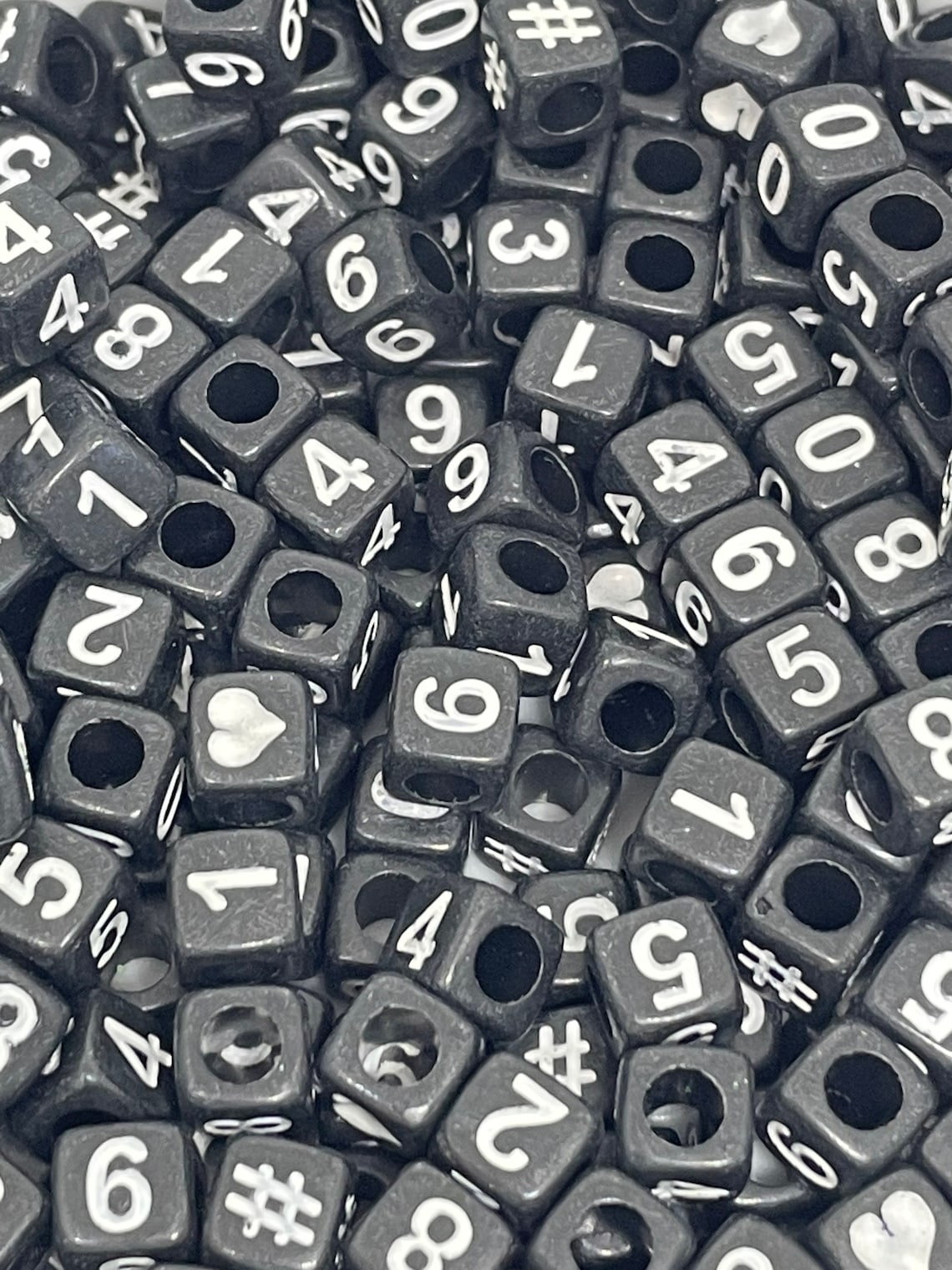 Black and White Number Beads, Cube Beads, Square Beads for Jewelry ...
