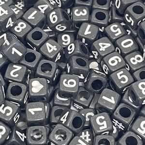 Black and White Number Beads, Cube Beads, Square Beads for Jewelry ...