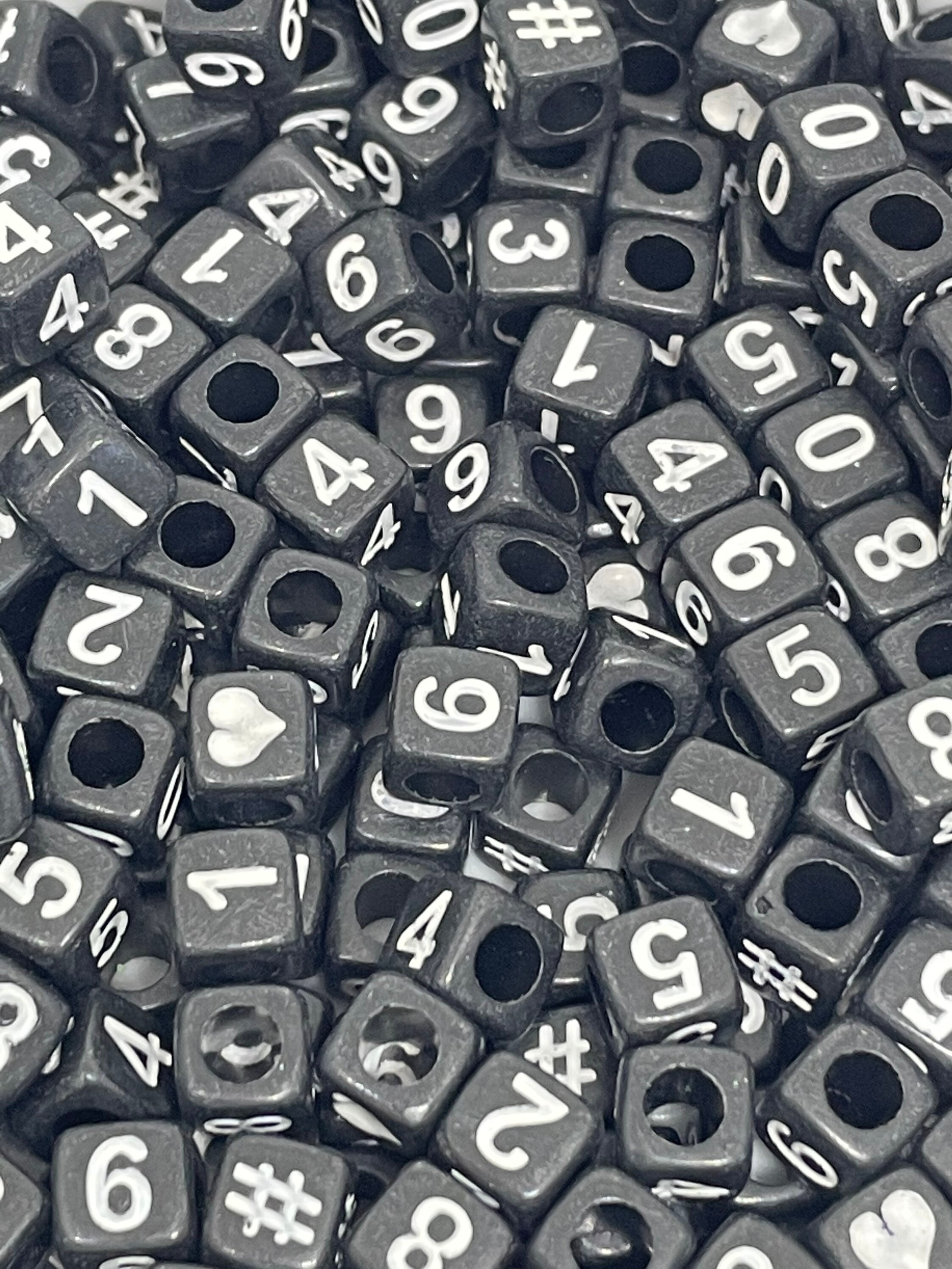 Black and White Number Beads, Cube Beads, Square Beads for Jewelry ...