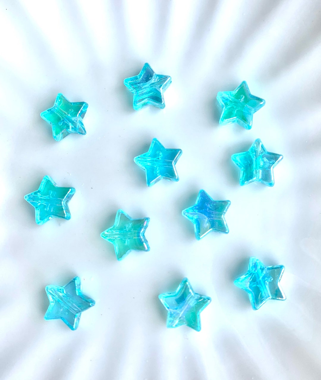 Shimmery Aqua Blue Star Beads, Acrylic Beads, 100pc Set - Etsy
