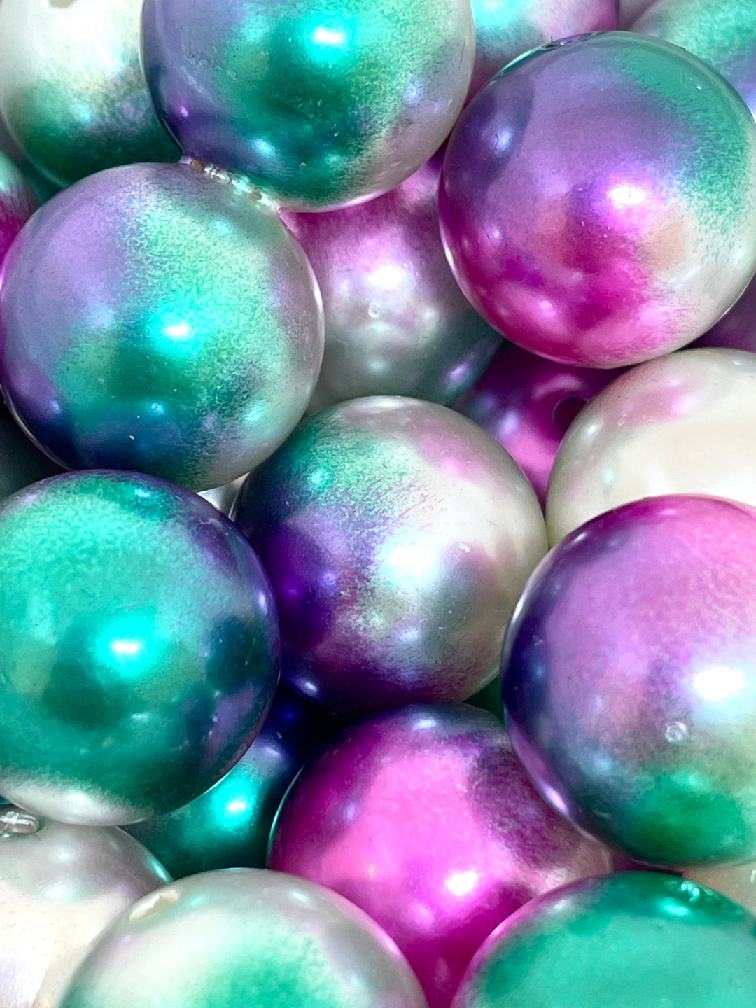 Chunky Mermaid Beads for Jewelry Making, Mermaid Party Decoration, 20mm ...