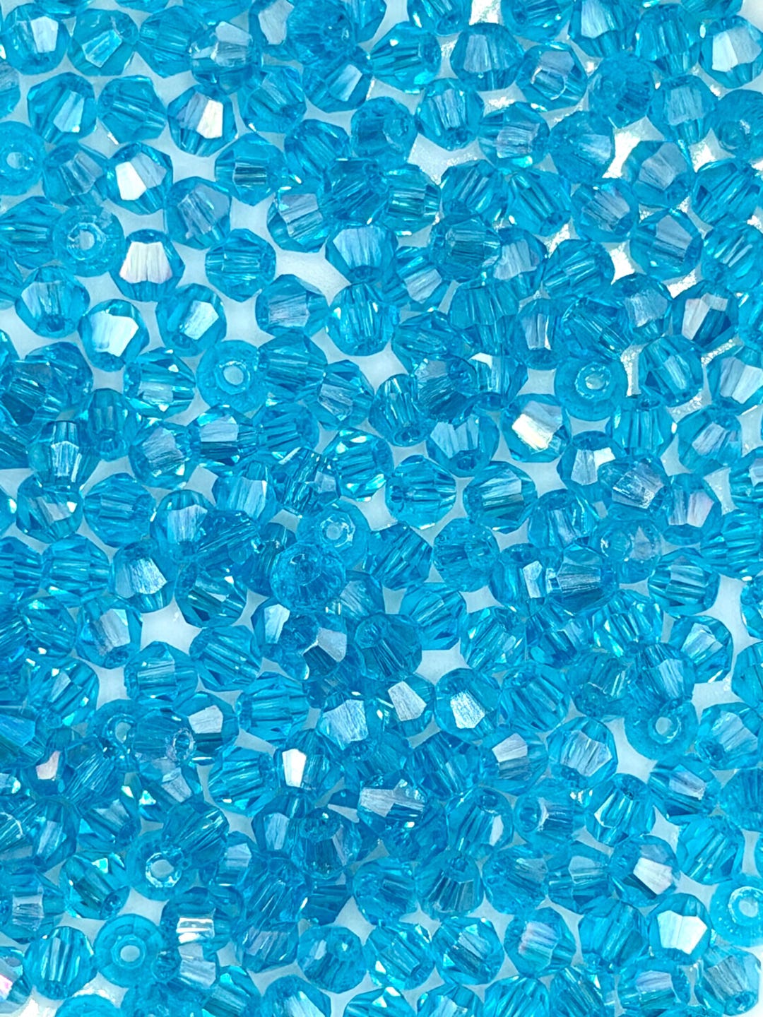 4mm Tiny Aqua Prism Crystal Beads, Faceted Austrian Crystal Beads ...