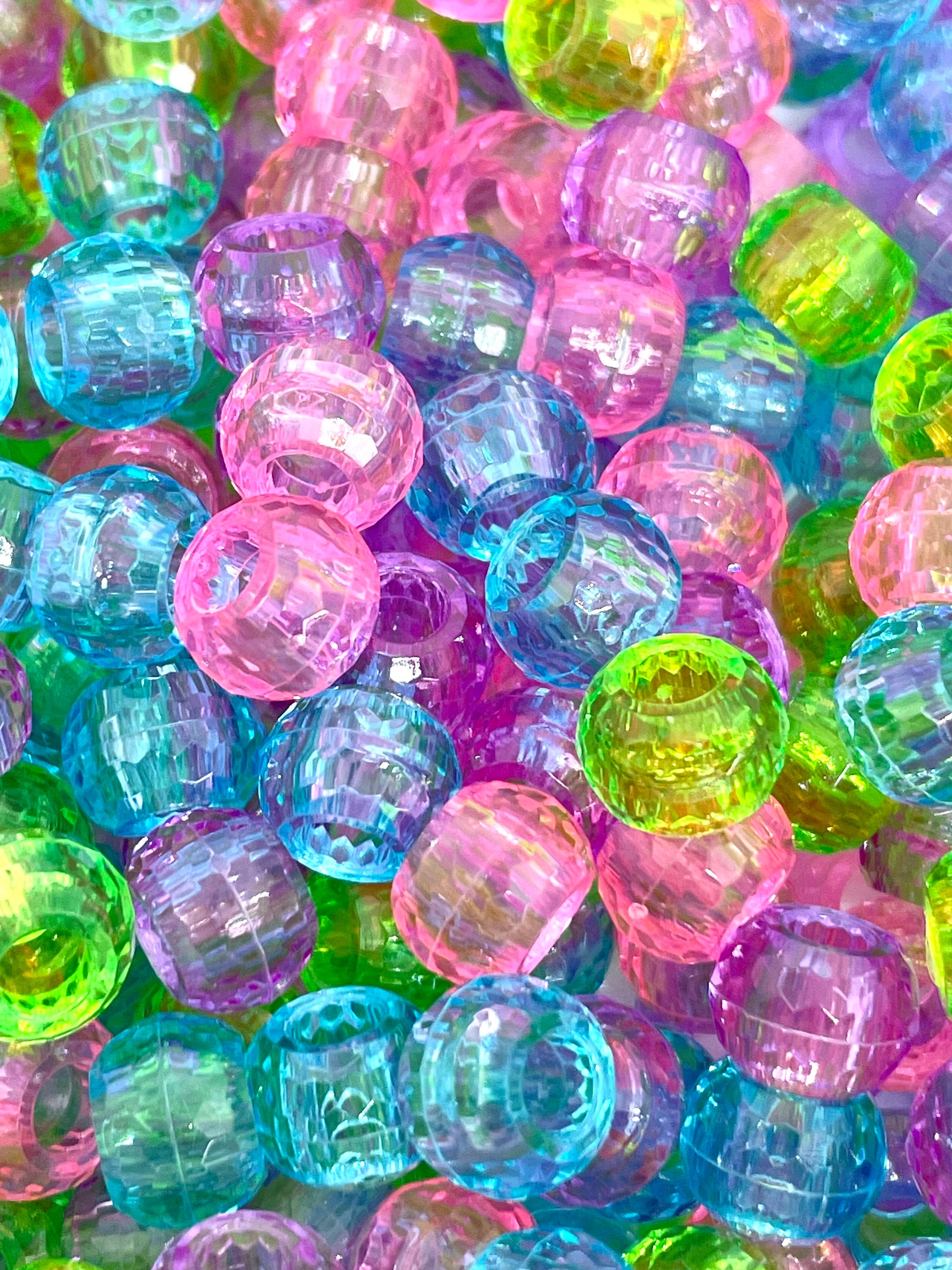 Translucent Spring Bead Set, Faceted Barrel Beads, Pony Bead Assortment ...