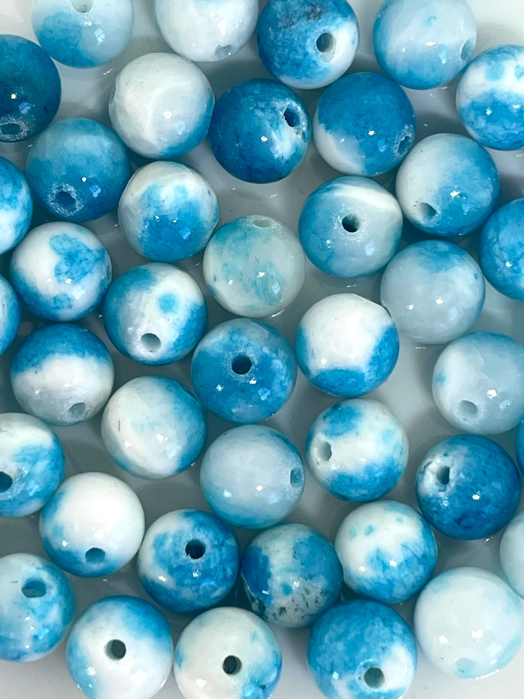 8mm Blue Sky and Cloud Beads, Gorgeous Natural Stone Blue and White ...