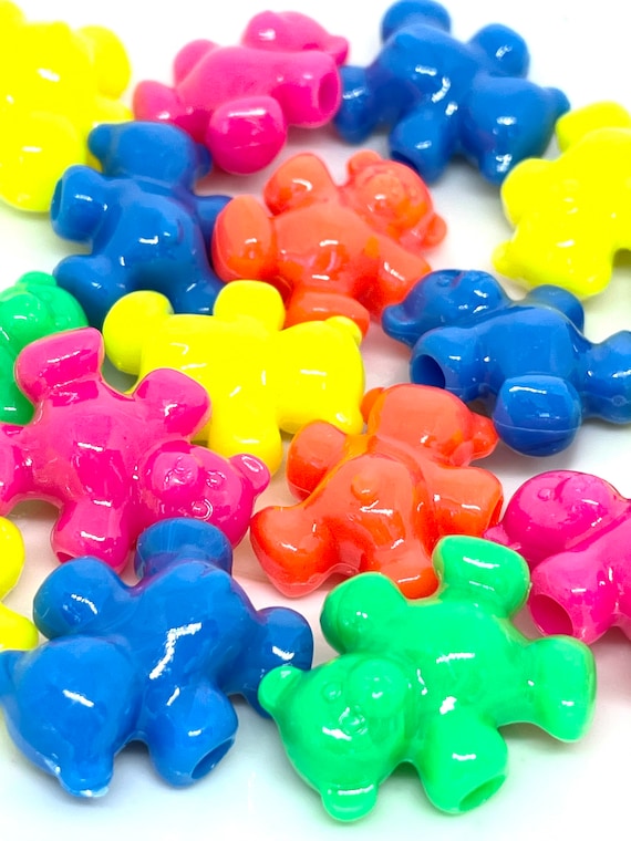 Neon Teddy Bear Beads Cute Supplies Kawaii Jewelry Dino - Etsy Canada