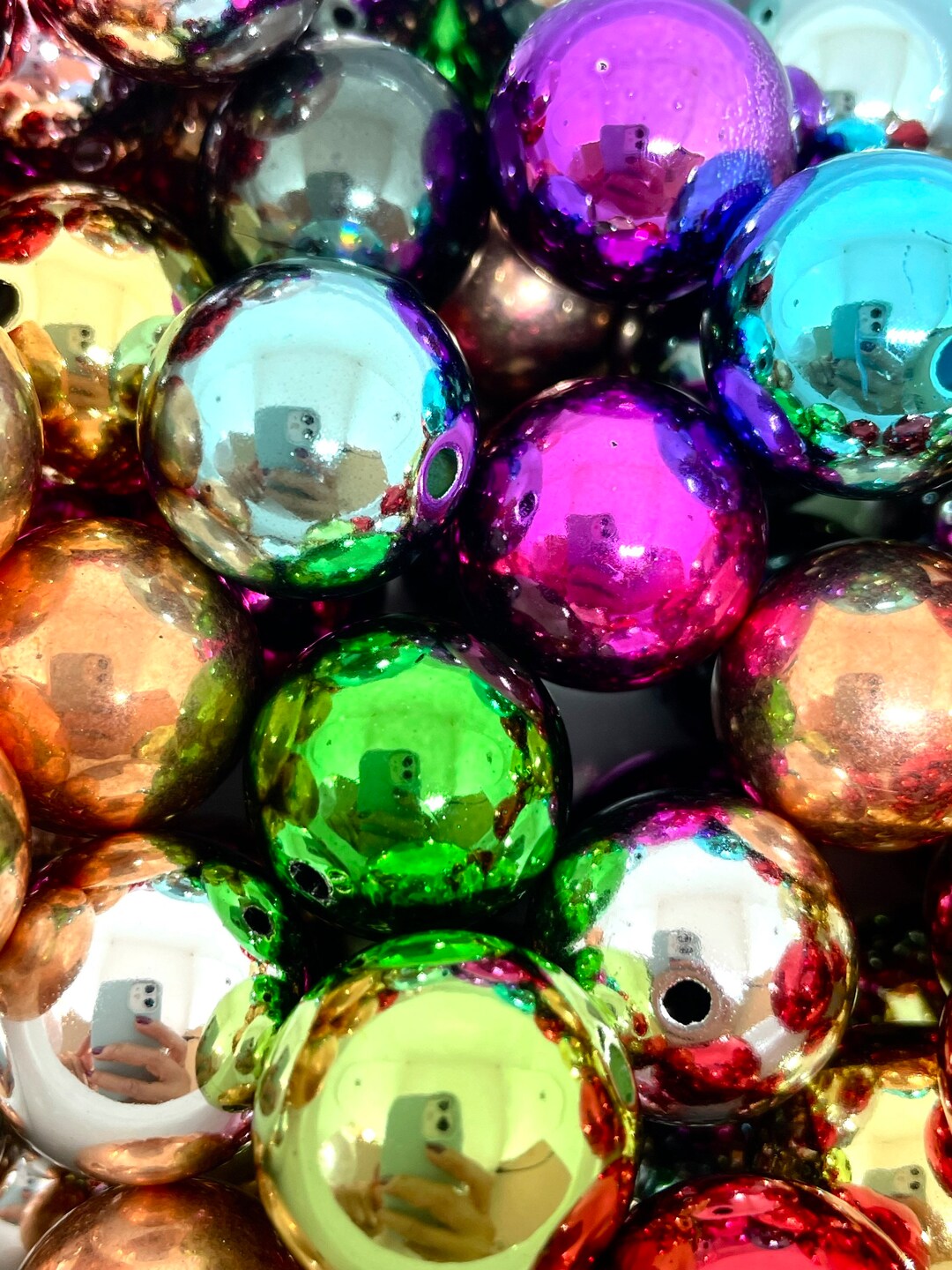 20mm Chunky Shiny Mirror Beads, Christmas Ornament Beads, Christmas ...