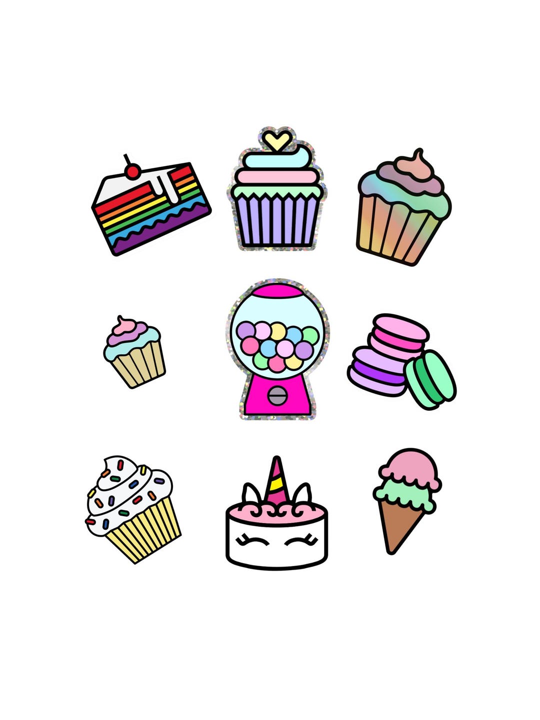 Sweet Treat Sticker Pack – 9 Cute Dessert Stickers for Laptops ...