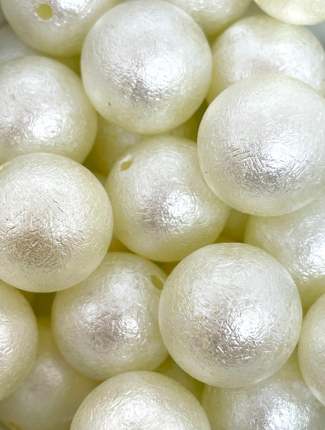 20mm Chunky Textured Ivory Pearl Beads, Large Round Beads for Chunky ...