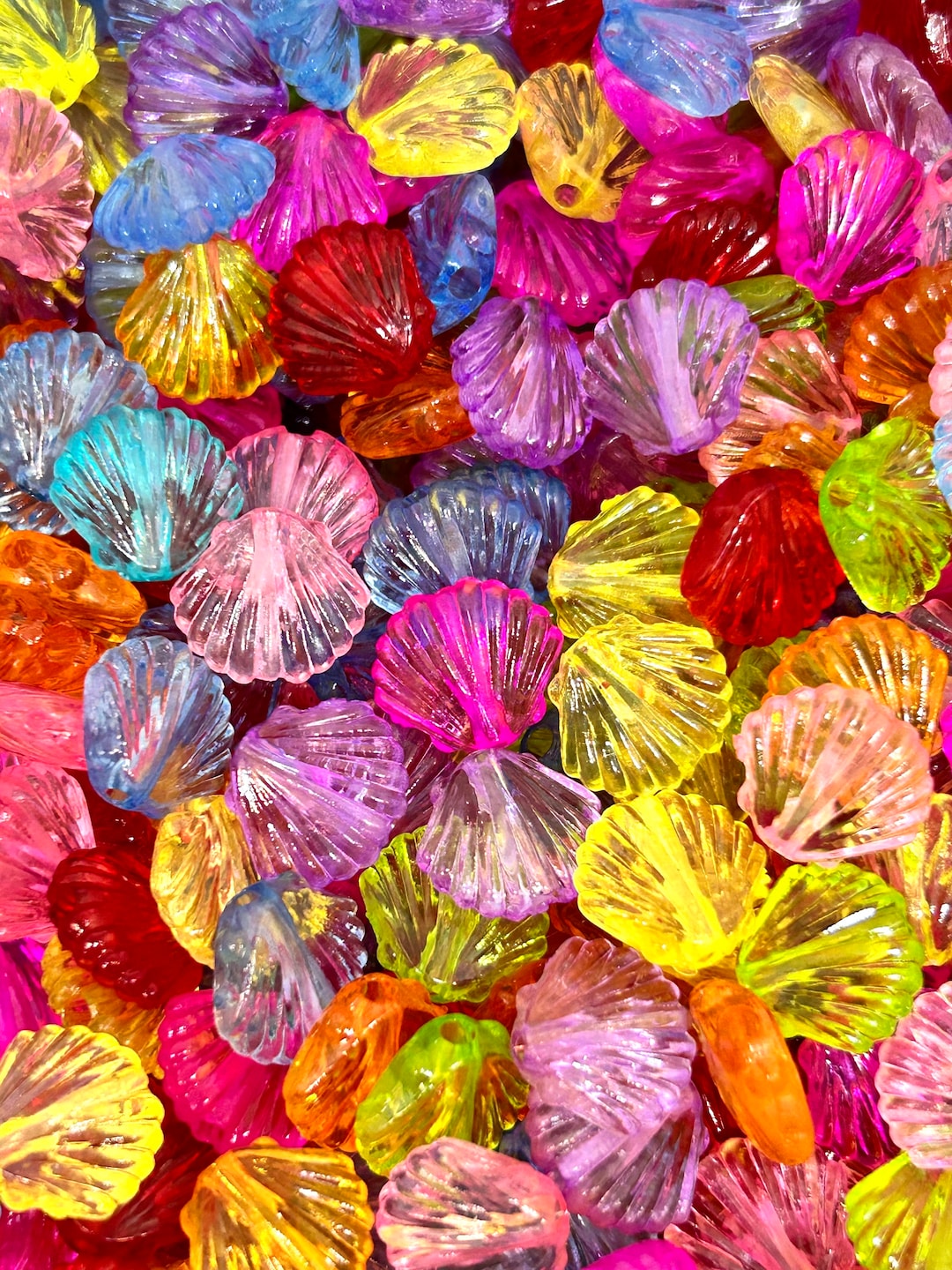 Rainbow Translucent Clam Shell Bead Mix - Perfect for Mermaid-themed ...