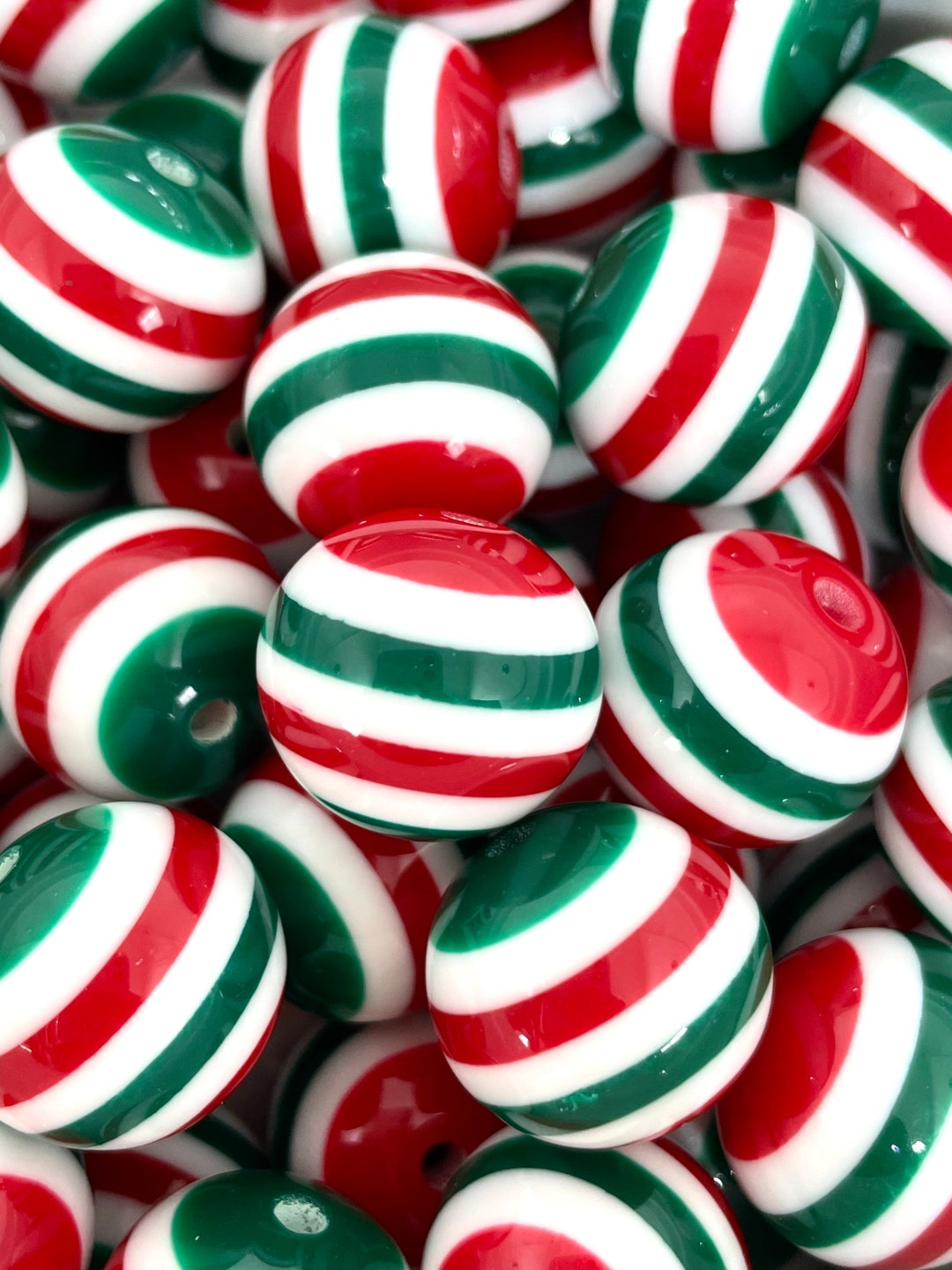 Chunky Candy Cane Beads, Large Peppermint Bead Assortment, Christmas ...
