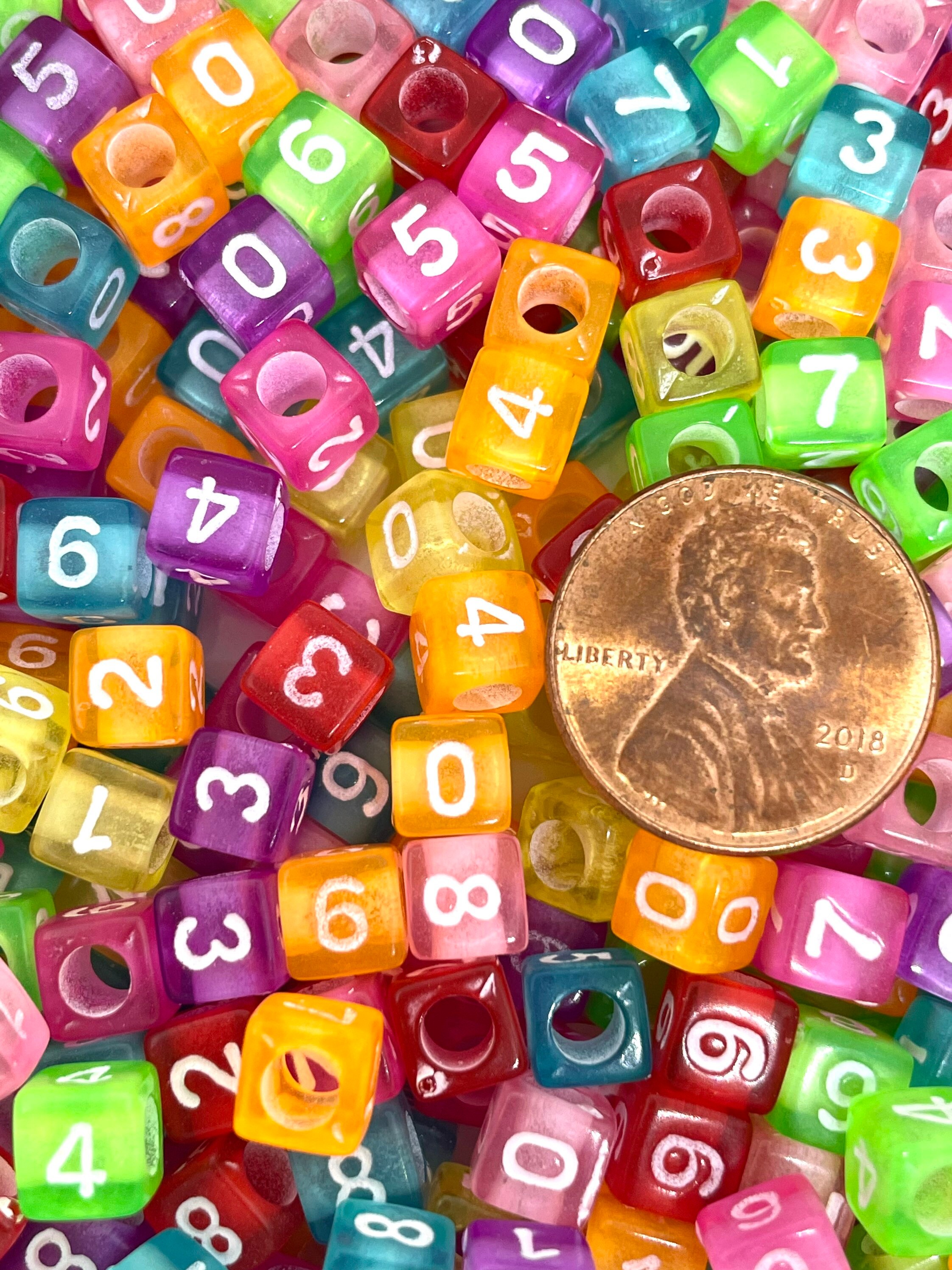 Colorful Cube Number Beads Number Charms Lucky Number - Etsy