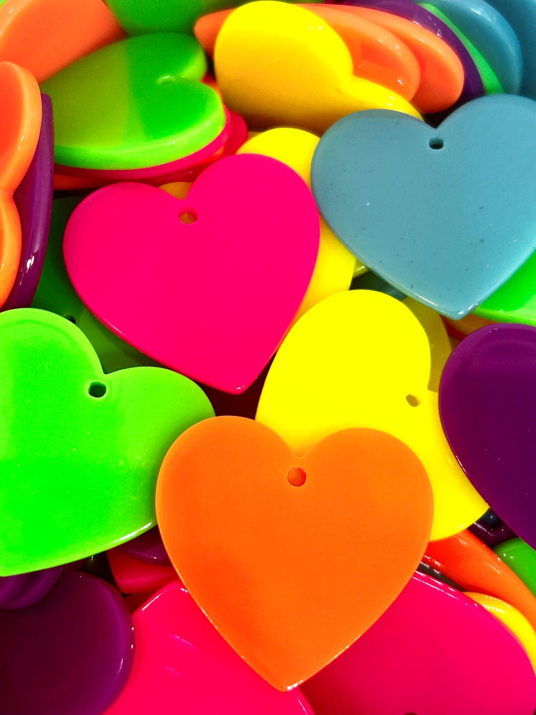 Neon Bright Heart Charms, Resin Pendants, Vibrant Jewelry Supplies - Etsy