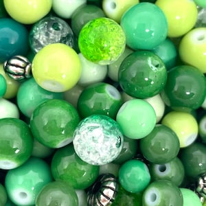 Gorgeous Green Bead Mix, Green Themed Beads for Jewelry Making, Bead ...