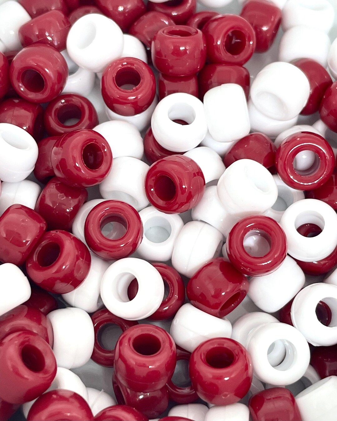 Candy Cane Pony Bead Mix, Candy Cane Beads for Christmas, Red and White ...