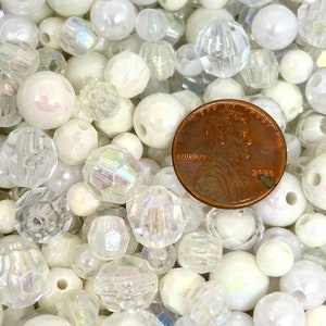 Iridescent White and Crystal Bead Mix - Perfect for Elegant & Sparkling ...