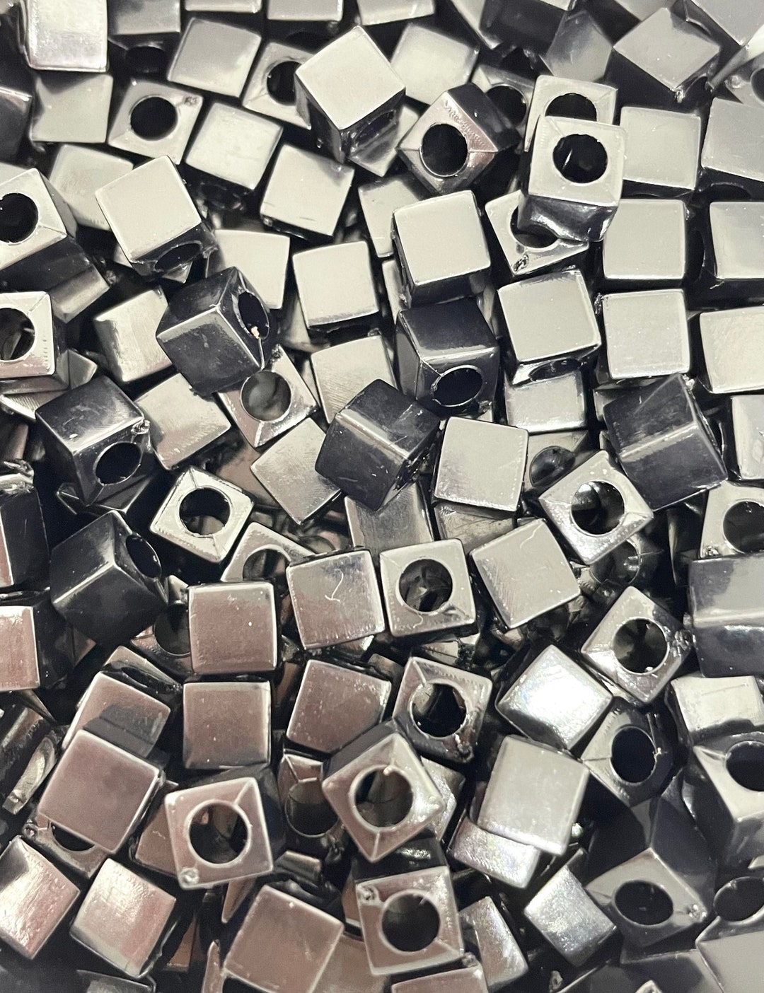 Black Square Cube Beads for Jewelry Making, Square Beads for Necklace ...