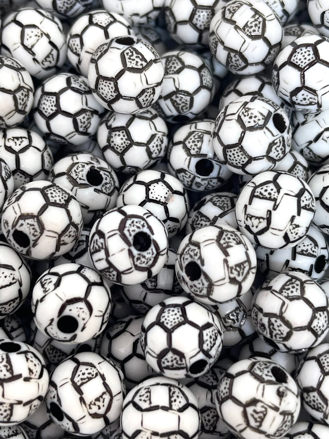 10mm Soccer Ball Beads, Soccer Beads, Soccer Charms, Sports Beads ...