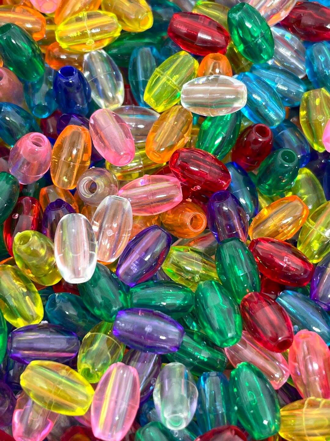 Translucent Rainbow Oat Beads, Candy Beads for Jewelry Making, Clear ...