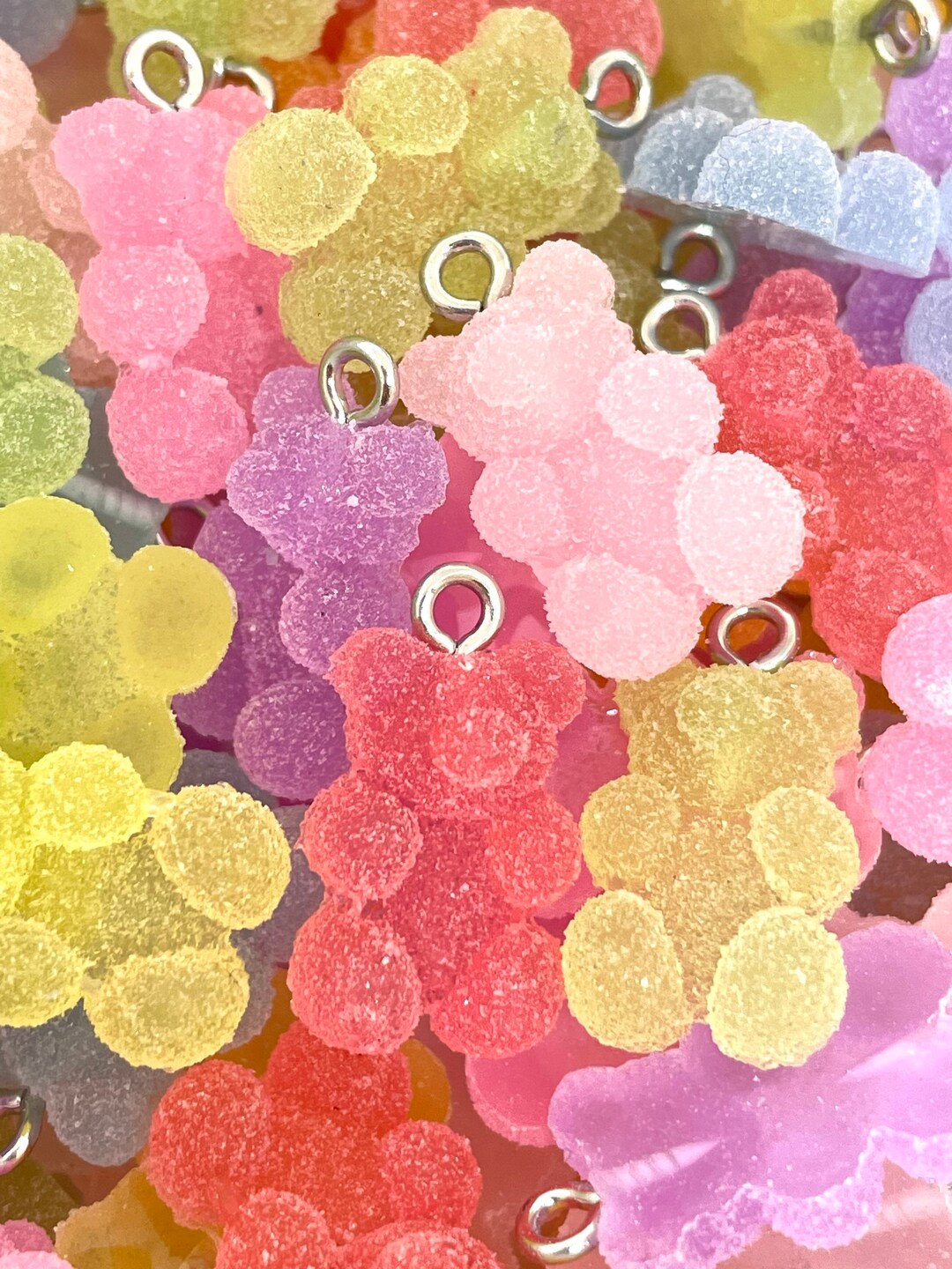 Sugar Gummy Bear Beads for Jewelry Making, Fake Candy, Gummy Bear Charm ...