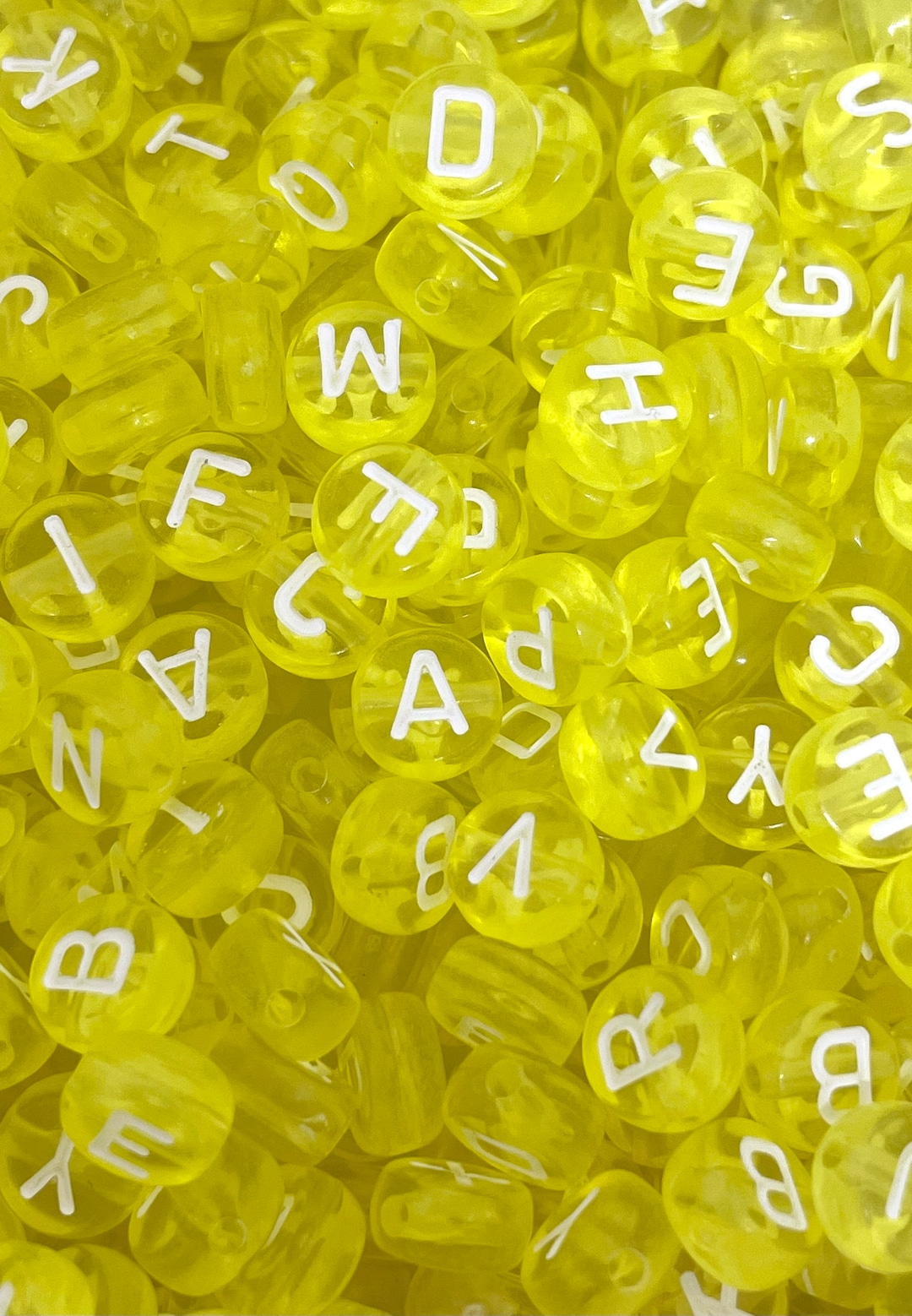 Bright Yellow Alphabet Beads, Yellow Letter Beads for Name Jewelry ...
