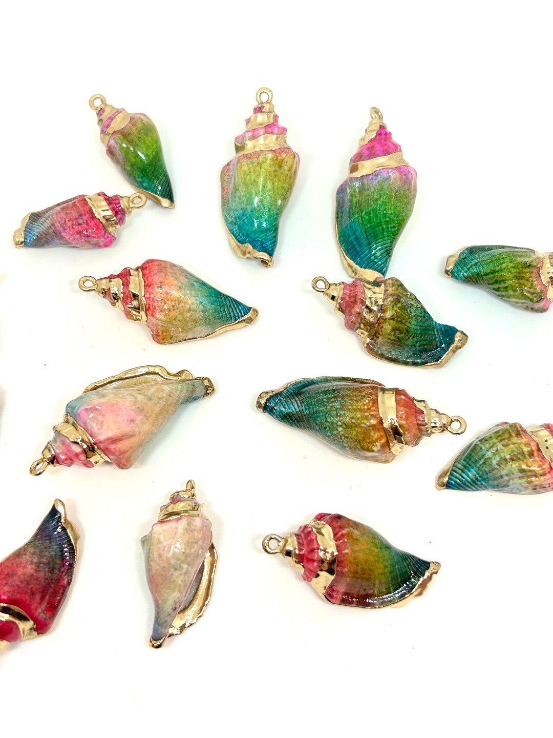 Elegant Ombre Conch Shell Charms With Gold Accents by Madison Beads ...