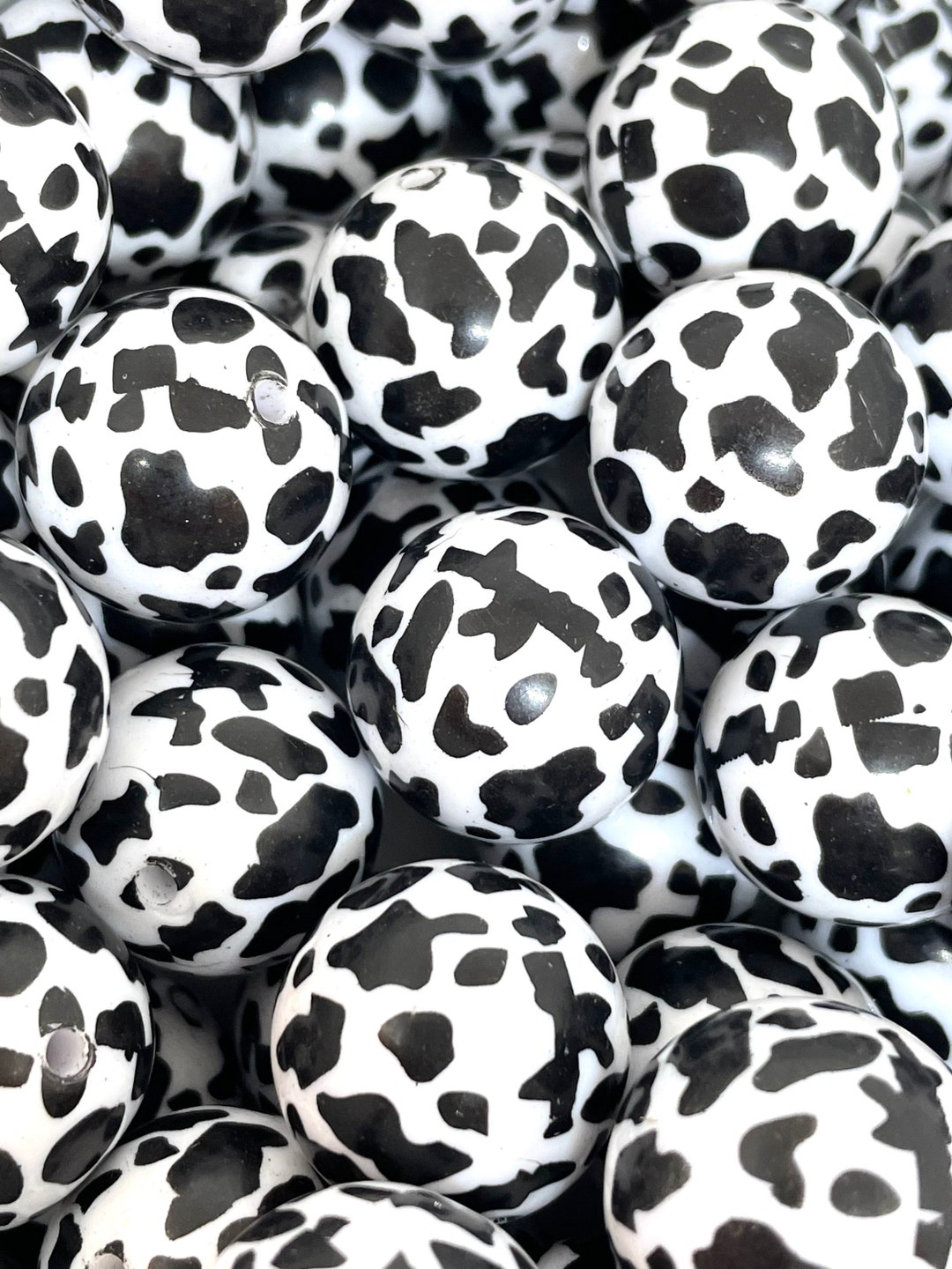 20mm Chunky Cow Beads, Cow Print Jewelry, Farm Beads, Farmhouse Beads ...