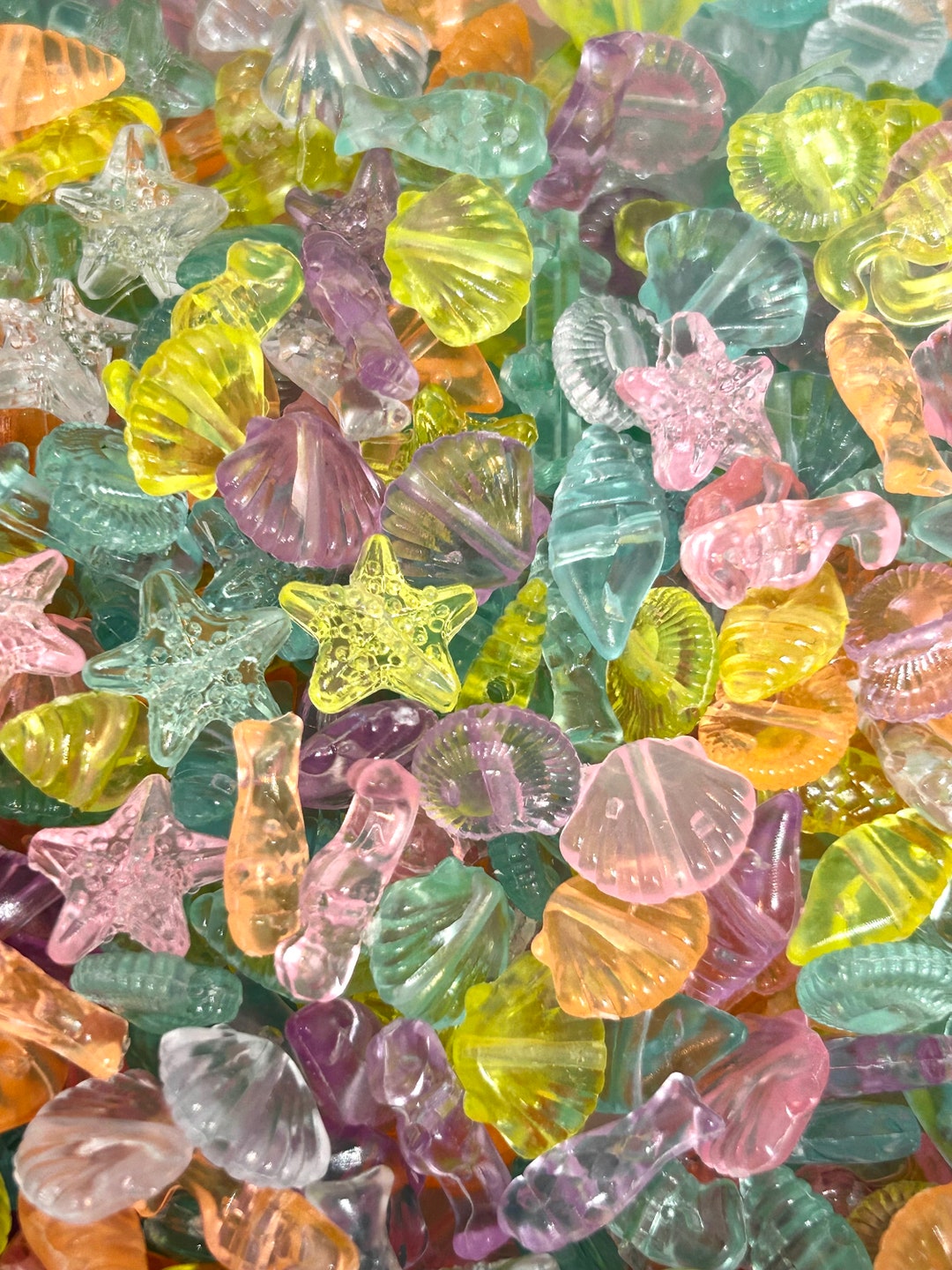 Translucent Pastel Mermaid Shell and Fish Bead Mix - Ideal for Ocean ...
