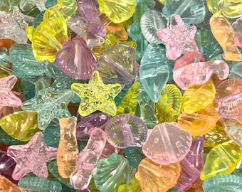 Iridescent Translucent Mermaid Shell and Fish Bead Mix Ideal for Ocean ...