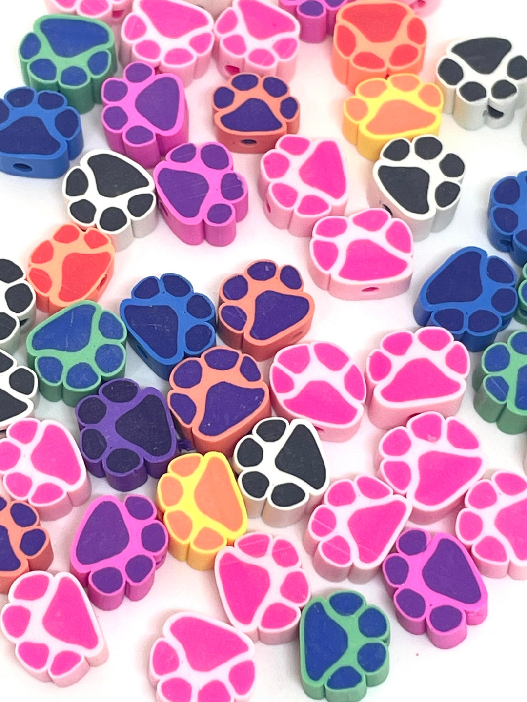 Polymer Clay Paw Bead, Paw Print Jewelry, Pet Bead, Pet Jewelry, Dog ...