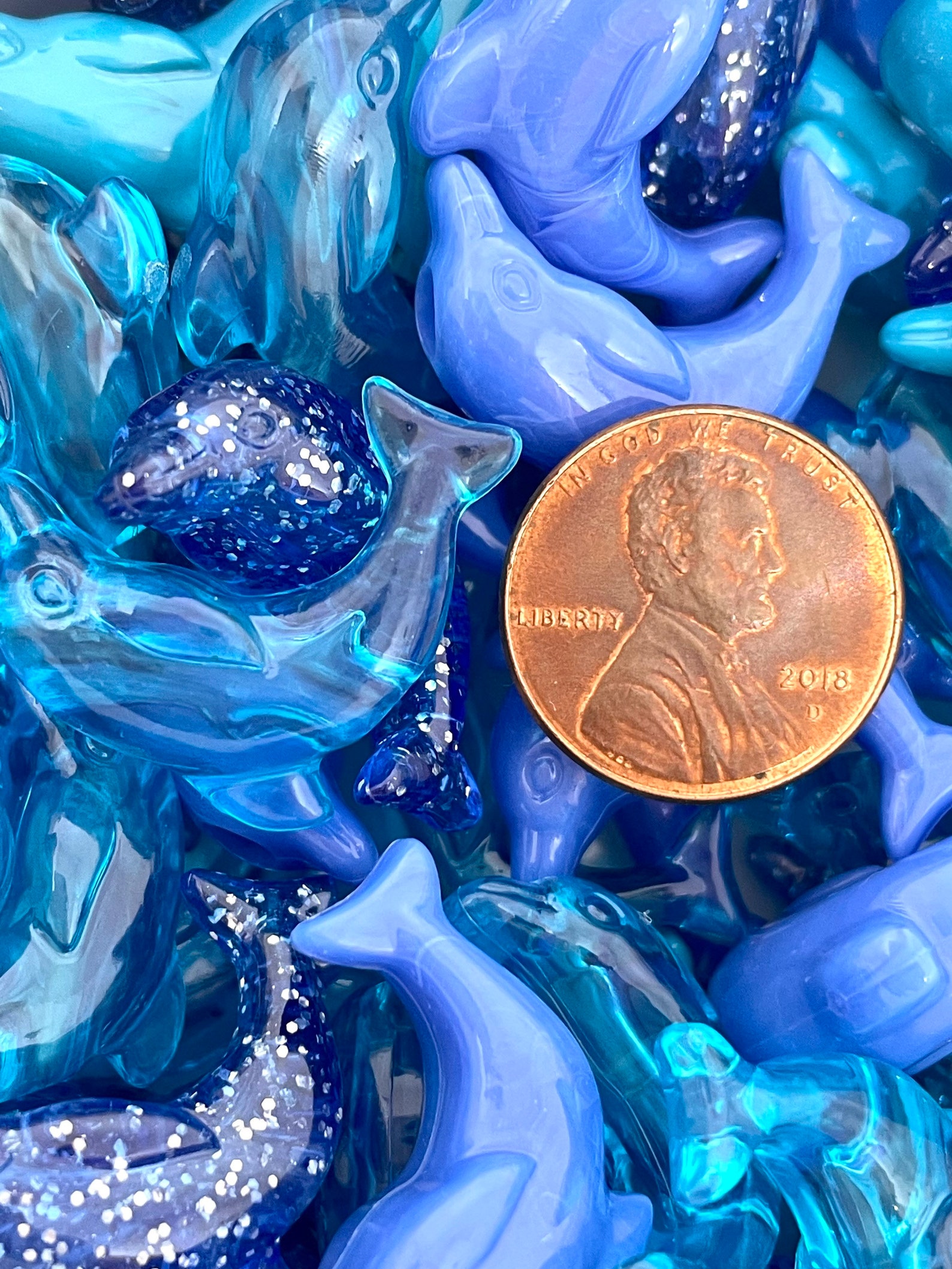 Dolphin Charm Beads, Ocean Jewelry, Blue Themed Beads, Dolphin Pendant ...