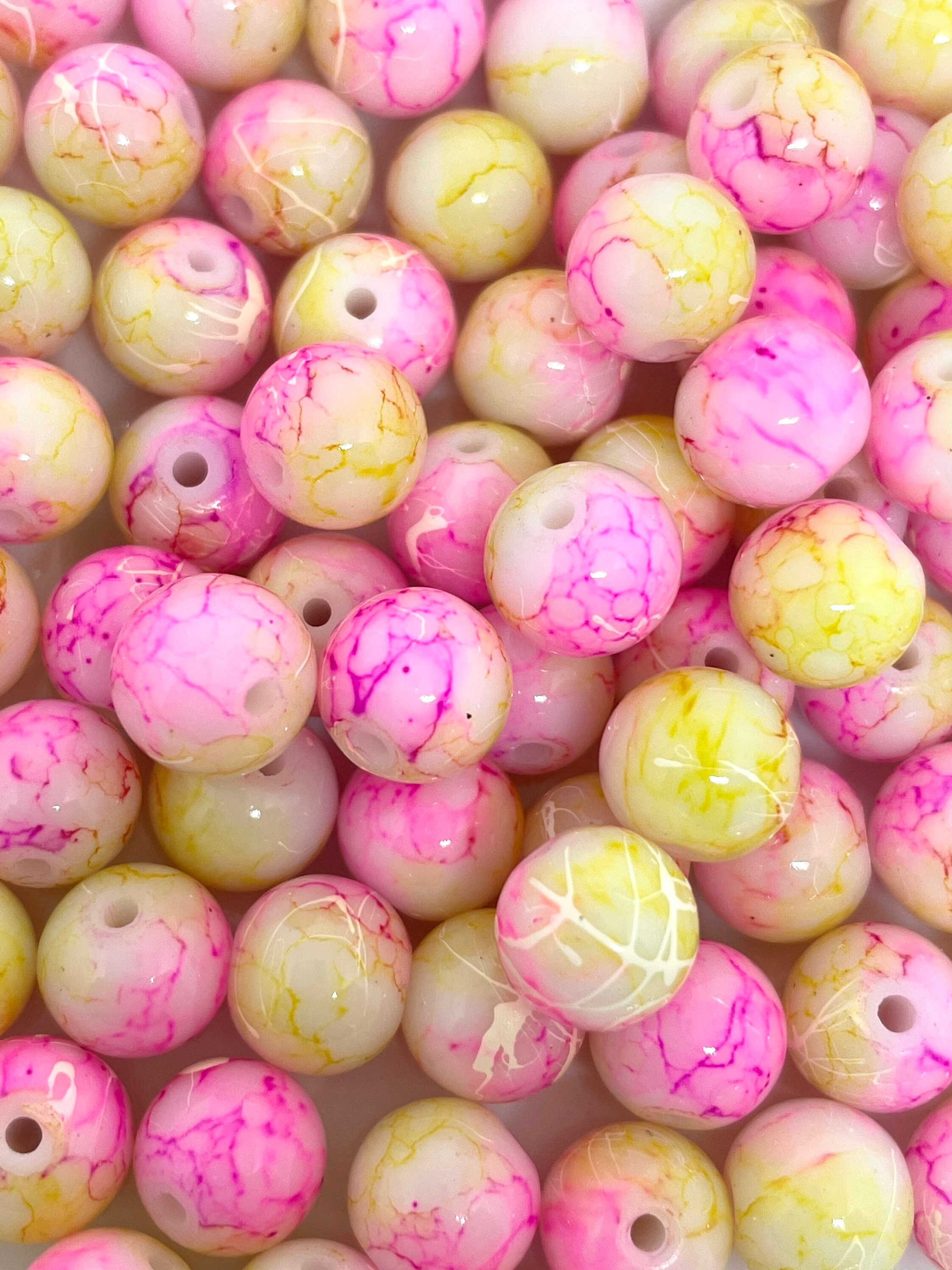 8mm Pretty Glass Sunset Beads, Yellow Tie Dye Beads Jewelry for ...