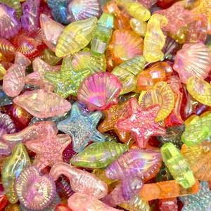 Iridescent Translucent Mermaid Shell and Fish Bead Mix - Ideal for ...