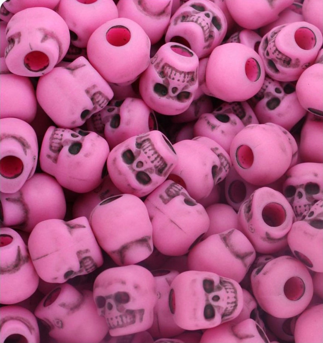 Pink Skull Beads, Halloween Beads for Bracelet, Halloween Beads for ...