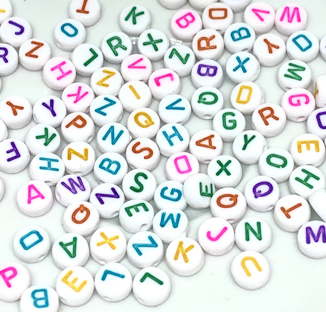 Rainbow Alphabet Beads, Spacer Beads, DIY Jewelry, Round DIY Letter ...