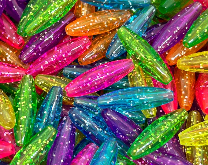 Rainbow Sparkle Spaghetti Beads, Glitter Tube Beads for Jewelry Making ...