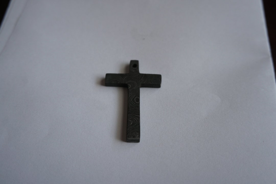 Raindrop Carbon Damascus Cross - Etsy
