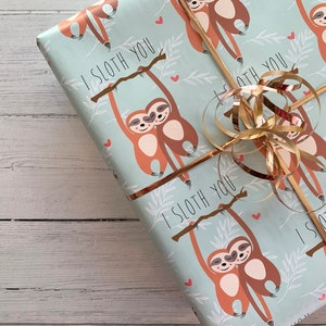 I SLOTH YOU Gift Wrap Cute Sloth Wrapping Paper Animal - Etsy