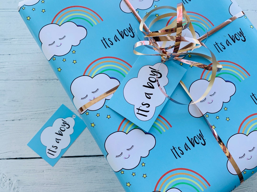 Baby Boy Gift Wrap Baby Shower Gift New Baby Christening - Etsy UK