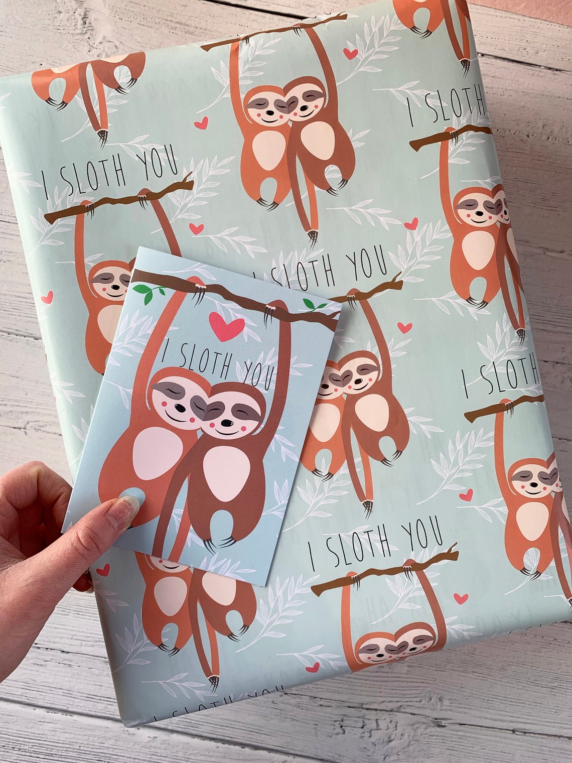 I SLOTH YOU Gift Wrap Cute Sloth Wrapping Paper Animal | Etsy