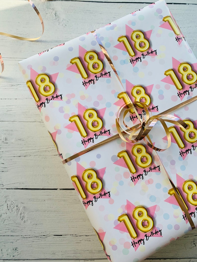 18th Birthday Wrapping Paper Happy EIGHTEENTH Birthday Etsy 18th-birthday-wrapping-paper-happy-eighteenth-birthday-etsy