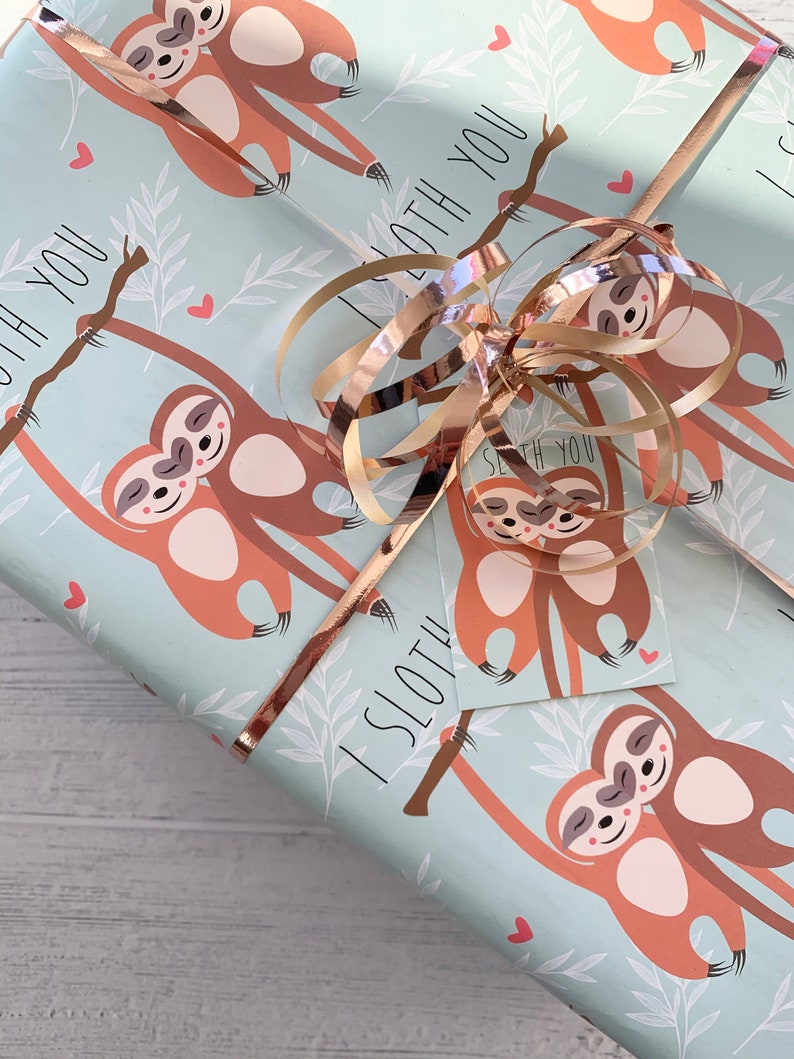 I SLOTH YOU Gift Wrap Cute Sloth Wrapping Paper Animal - Etsy