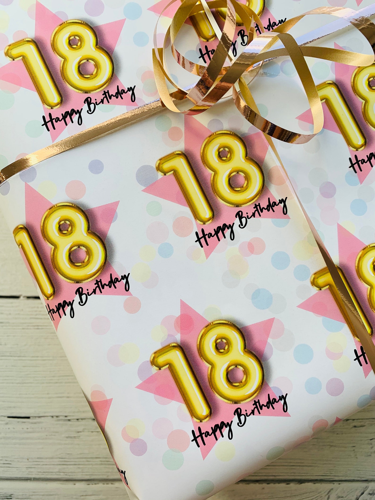18th Birthday Wrapping Paper Happy EIGHTEENTH Birthday - Etsy UK