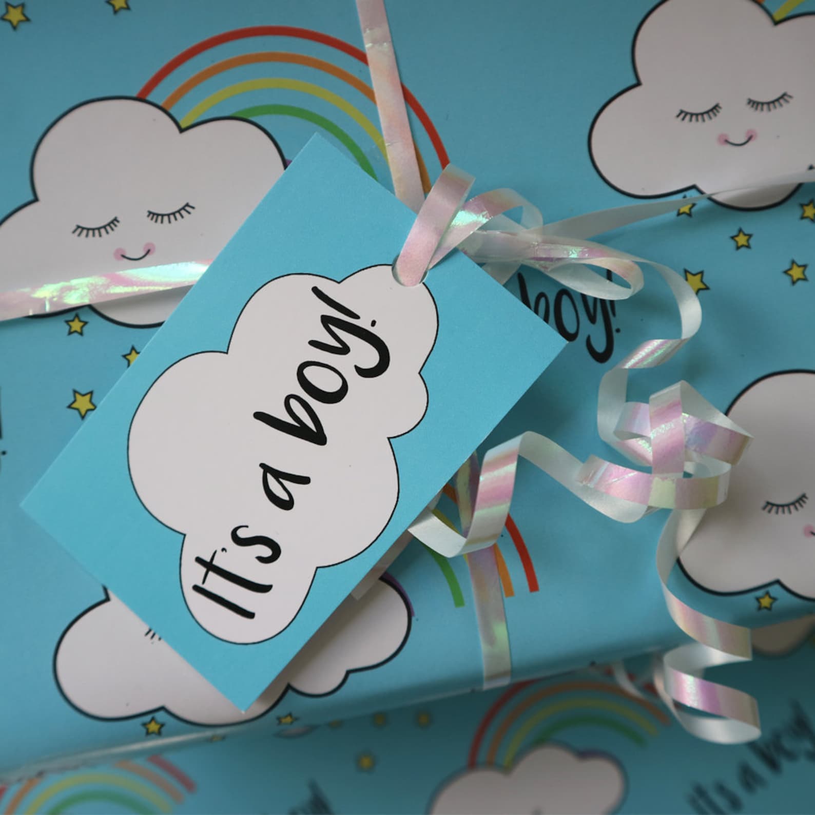 Baby Boy Gift Wrap Baby Shower Gift New Baby Christening Wrapping Paper ...